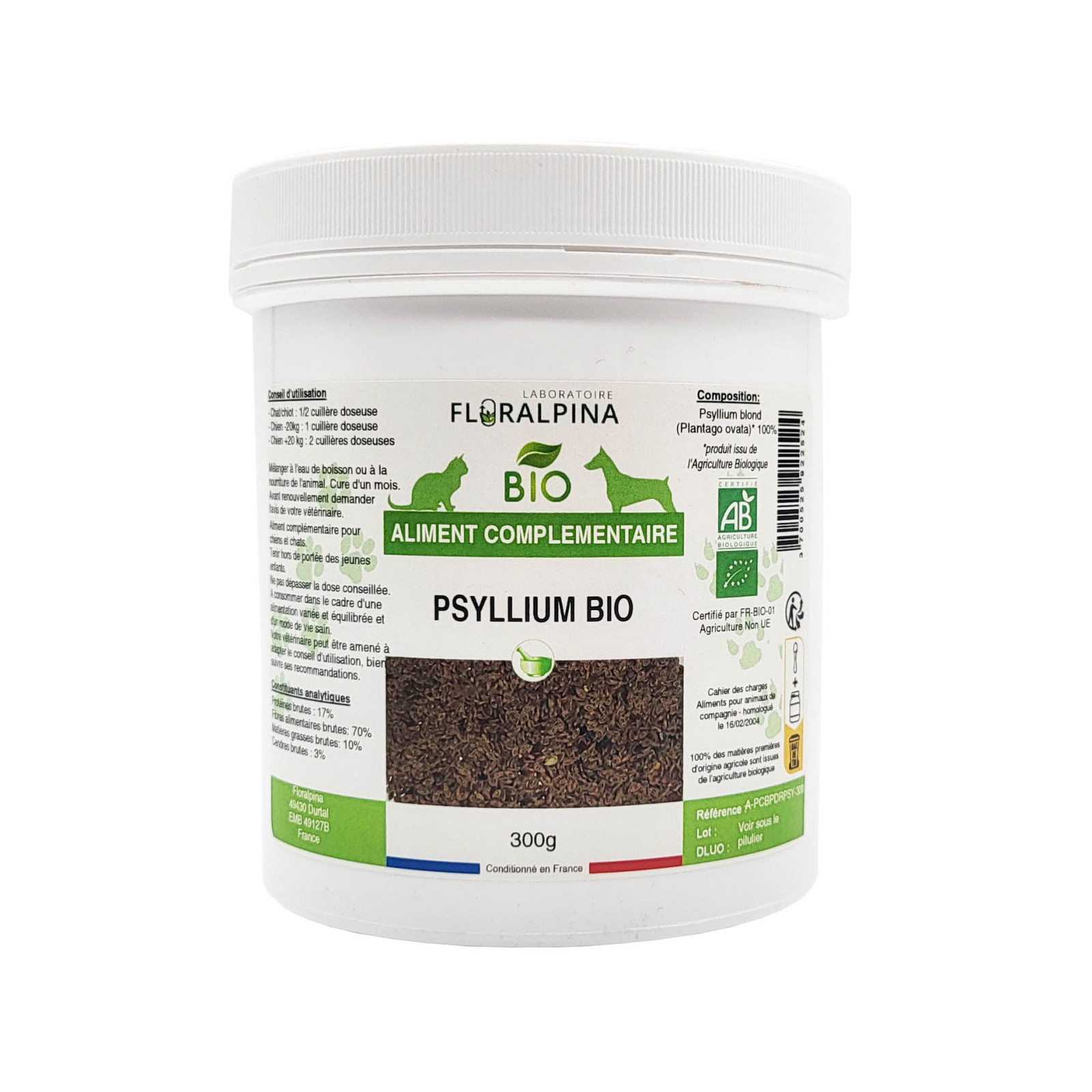 Psyllium pour chien et chat Bio Floralpina